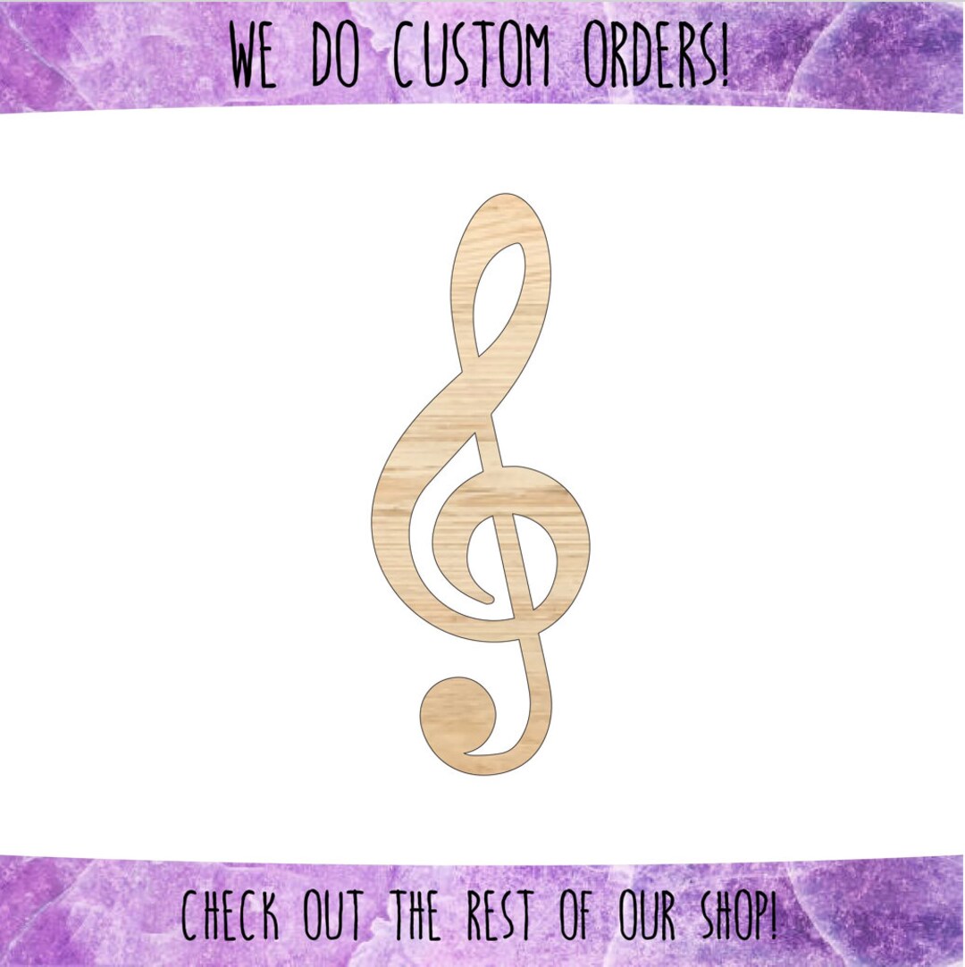 Treble Clef Wood Cut Out, Treble Clef Wooden Shape, Treble Clef Wood ...