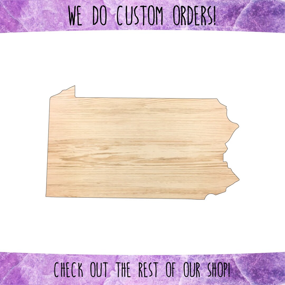 Pennsylvania State Cut Out, PA Wooden Cut Out, Laser Cut State ...