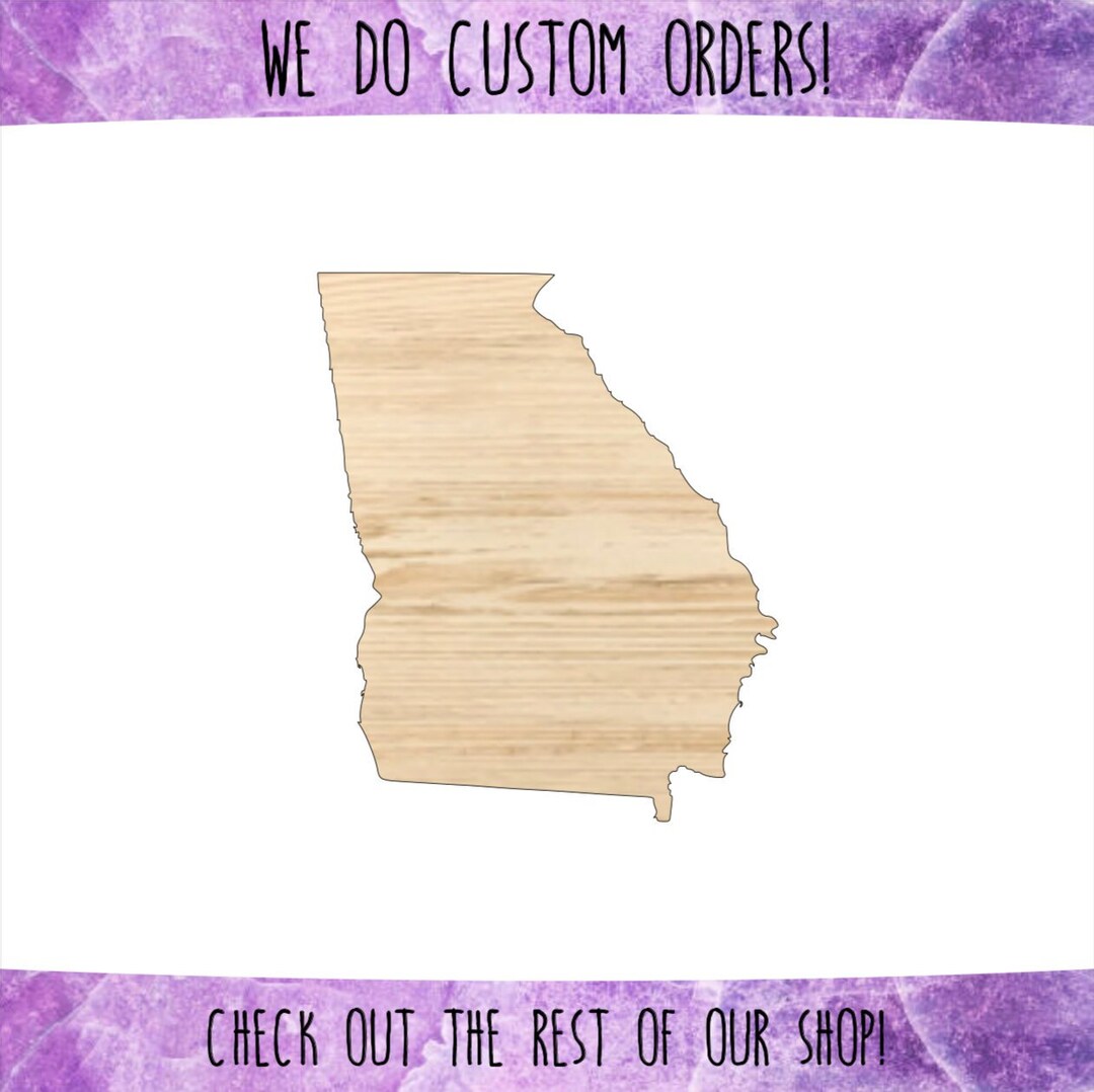 Georgia State Cut Out, GA Wooden Cut Out, Laser Cut State, Georgia Wood ...