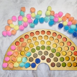Rainbow Sorting Toy, Wooden Color Matching Game, Montessori Toy ...