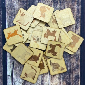Wooden Cat Memory Game Matching Game Montessori Toys Wood - Etsy