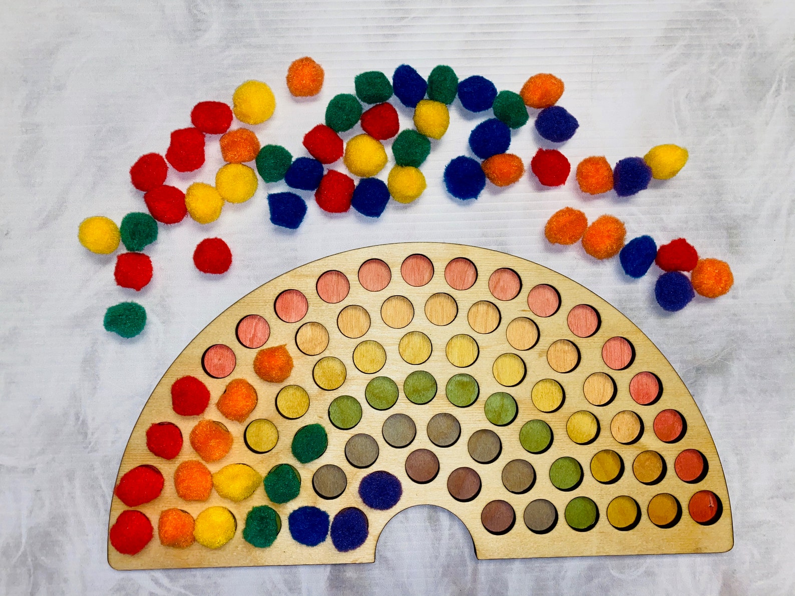 Rainbow Sorting Toy Wooden Color Matching Game Montessori | Etsy