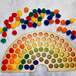 Rainbow Sorting Toy Wooden Color Matching Game Montessori - Etsy