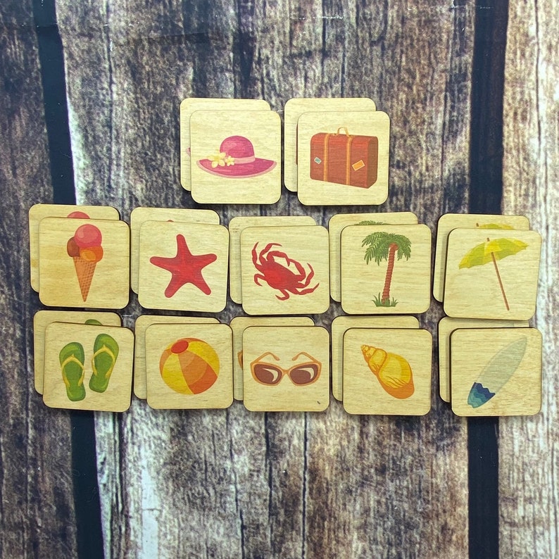 Wooden Beach Memory Game Matching Game Montessori Toys Wood - Etsy
