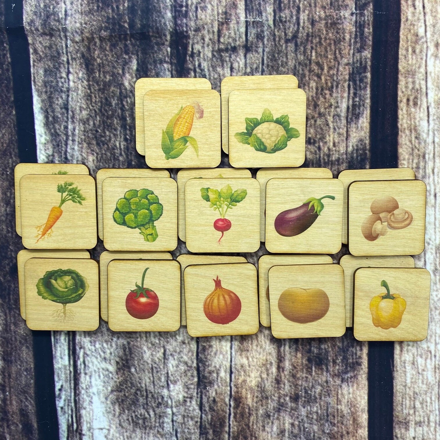 Wooden Vegetable Memory Game Matching Game Montessori Toys | Etsy