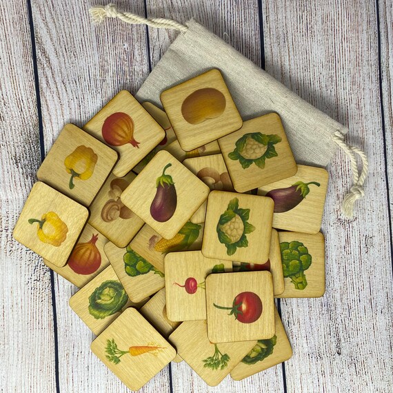 Wooden Vegetable Memory Game Matching Game Montessori Toys | Etsy