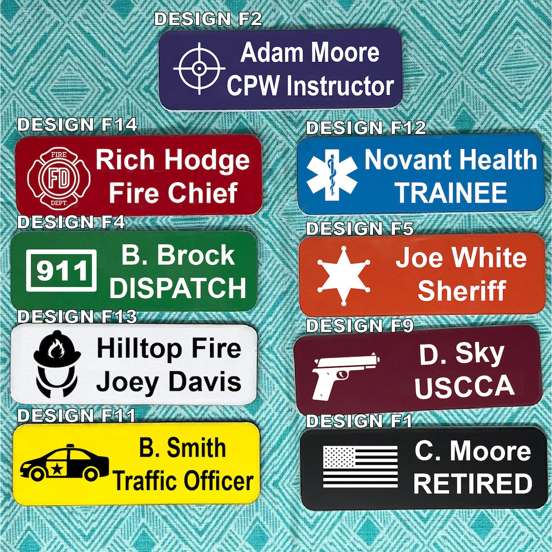 First Responder Name Pin, EMS Name Badge, Dispatch Tag, Engraved ...