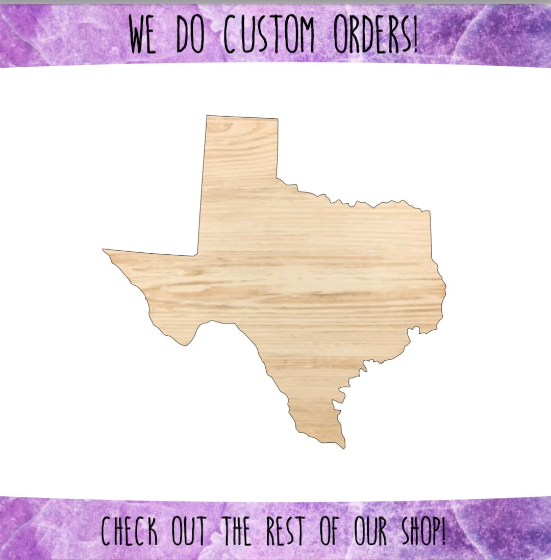 Texas State Cut Out, TX Wooden Cut Out, Laser Cut State, Texas Wood ...