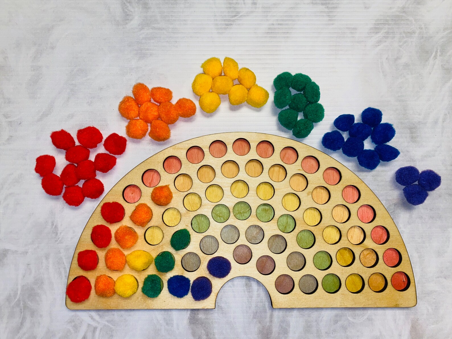 Rainbow Sorting Toy Wooden Color Matching Game Montessori | Etsy