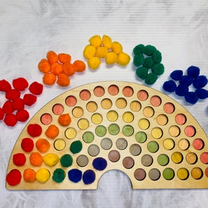 Rainbow Sorting Toy, Wooden Color Matching Game, Montessori Toy ...