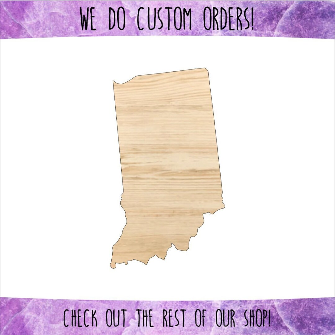 Indiana State Cut Out, IN Wooden Cut Out, Laser Cut State, Indiana Wood ...