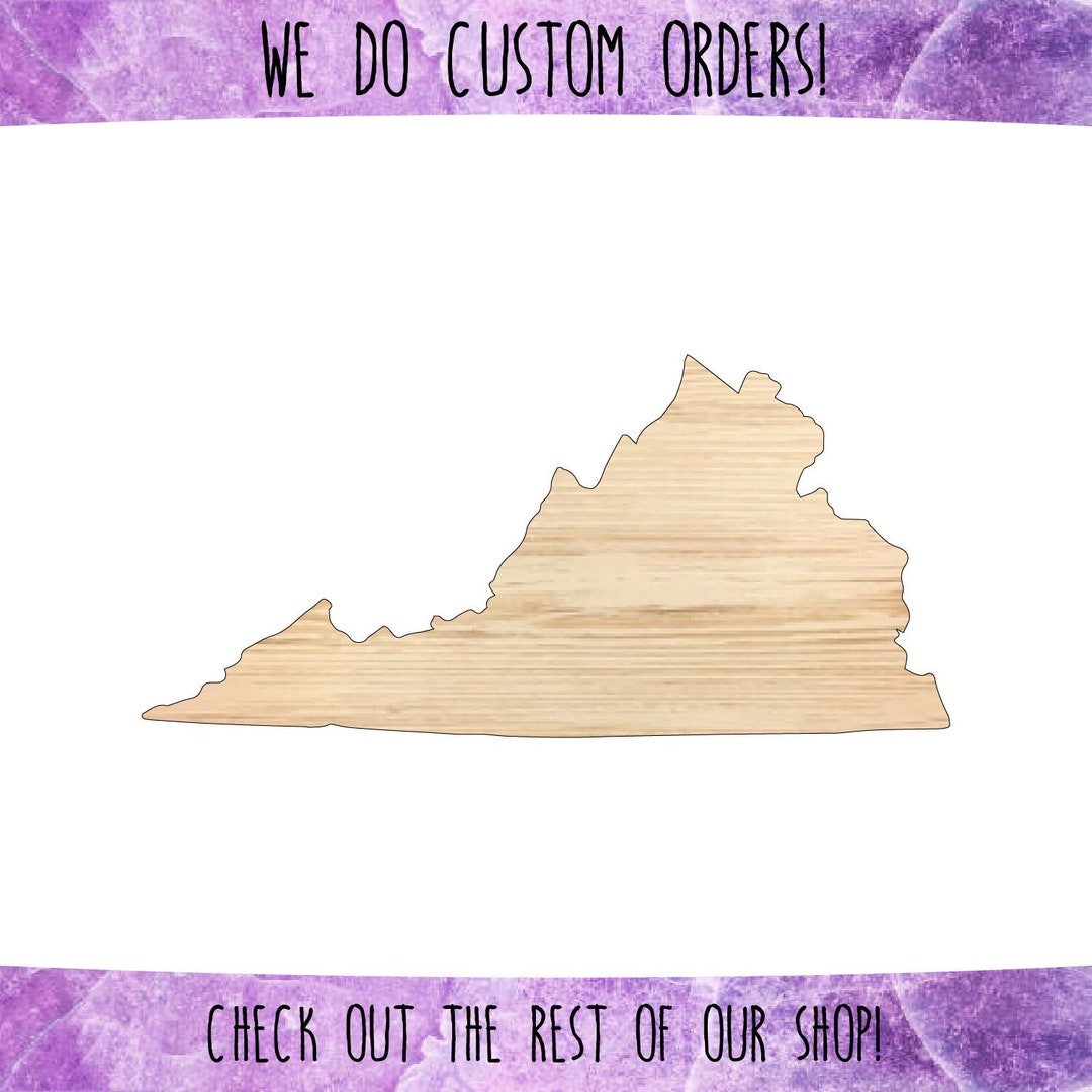 Virginia State Cut Out, VA Wooden Cut Out, Laser Cut State, Virginia ...