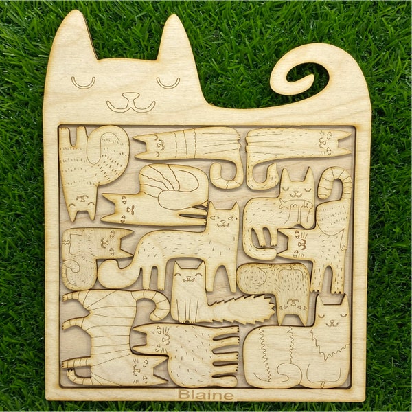 Wood Cat Puzzle - Etsy