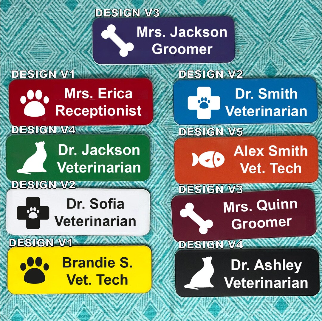 Veterinarian Name Tags, Pet Groomer Name Badge, Engraved Receptionist ...