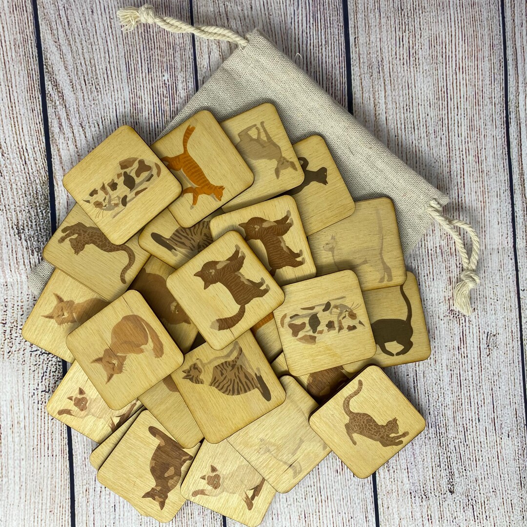 Wooden Cat Memory Game Matching Game Montessori Toys Wood - Etsy