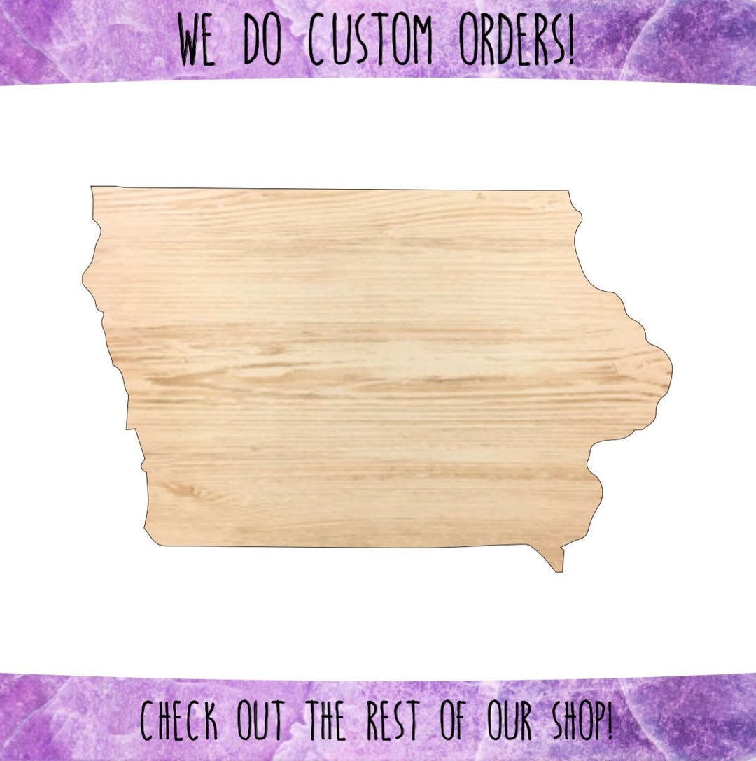 Iowa State Cut Out, IA Wooden Cut Out, Laser Cut State, Iowa Wood ...