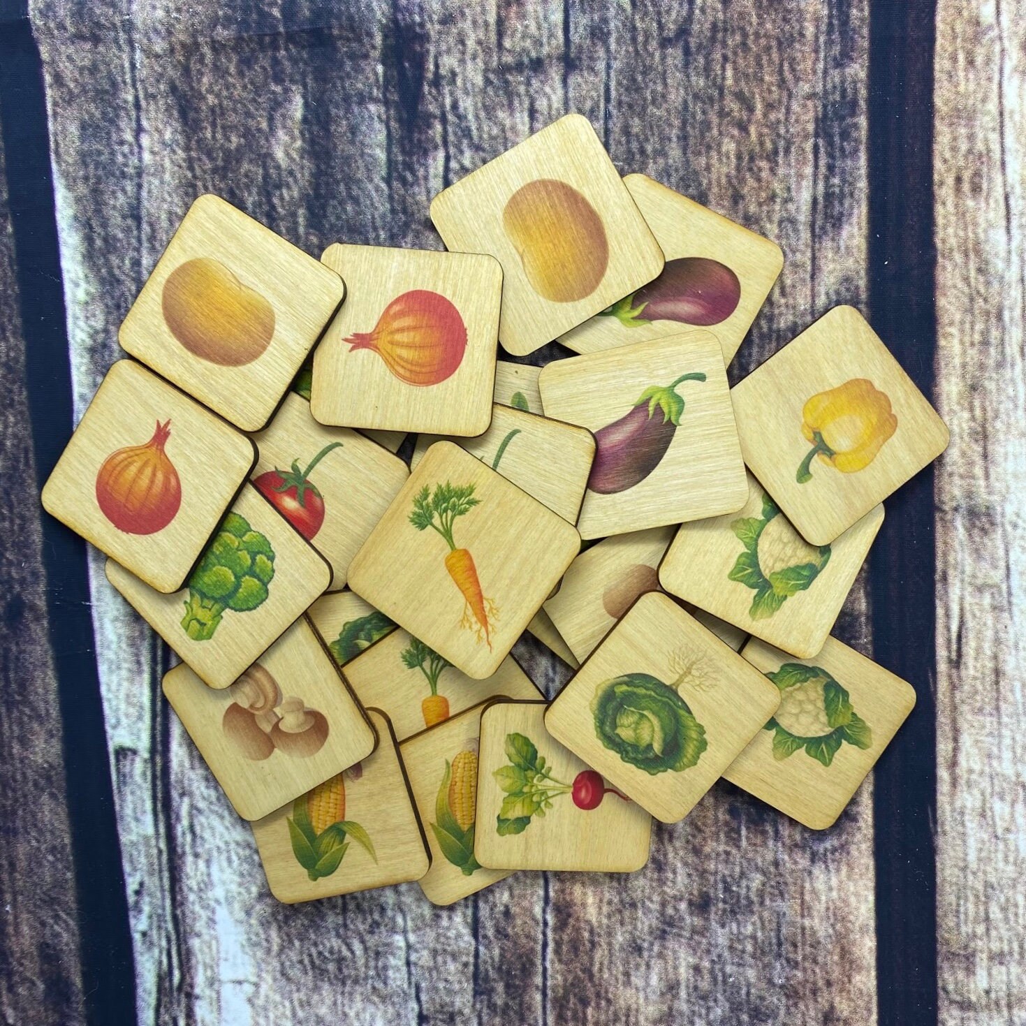 Wooden Vegetable Memory Game Matching Game Montessori Toys | Etsy