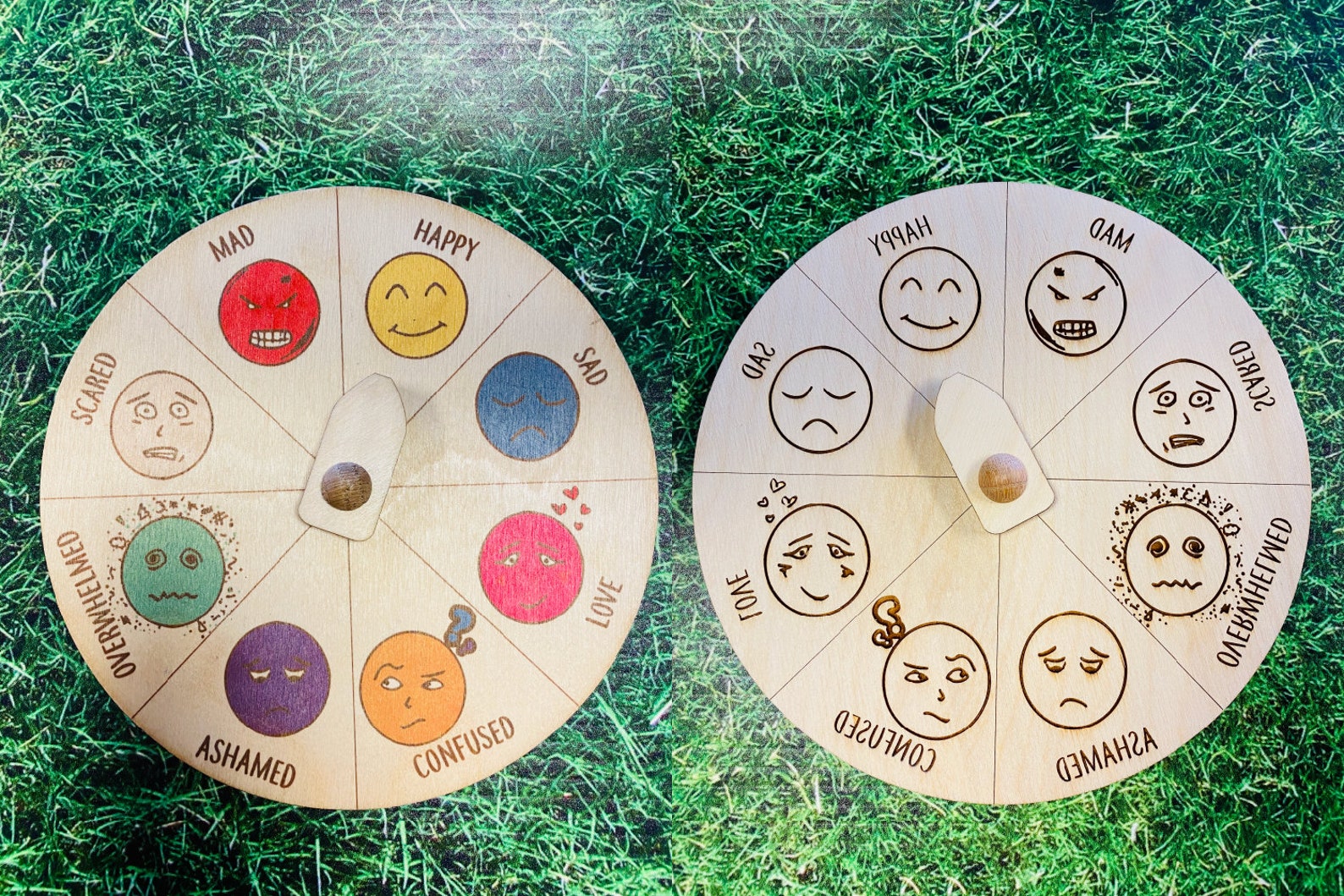 Wooden Emotion Wheel Emotion Board Wood Peace Table | Etsy