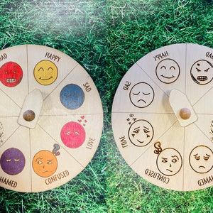 Wooden Emotion Wheel, Emotion Board, Wood Peace Table, Childrens Toy ...