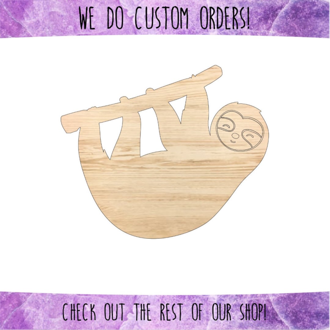 Sloth Wood Cut Out, Sloth Wooden Shape, Wood Shape, Wood Cutout, Animal ...