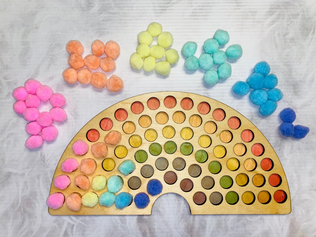 Rainbow Sorting Toy, Wooden Color Matching Game, Montessori Toy ...