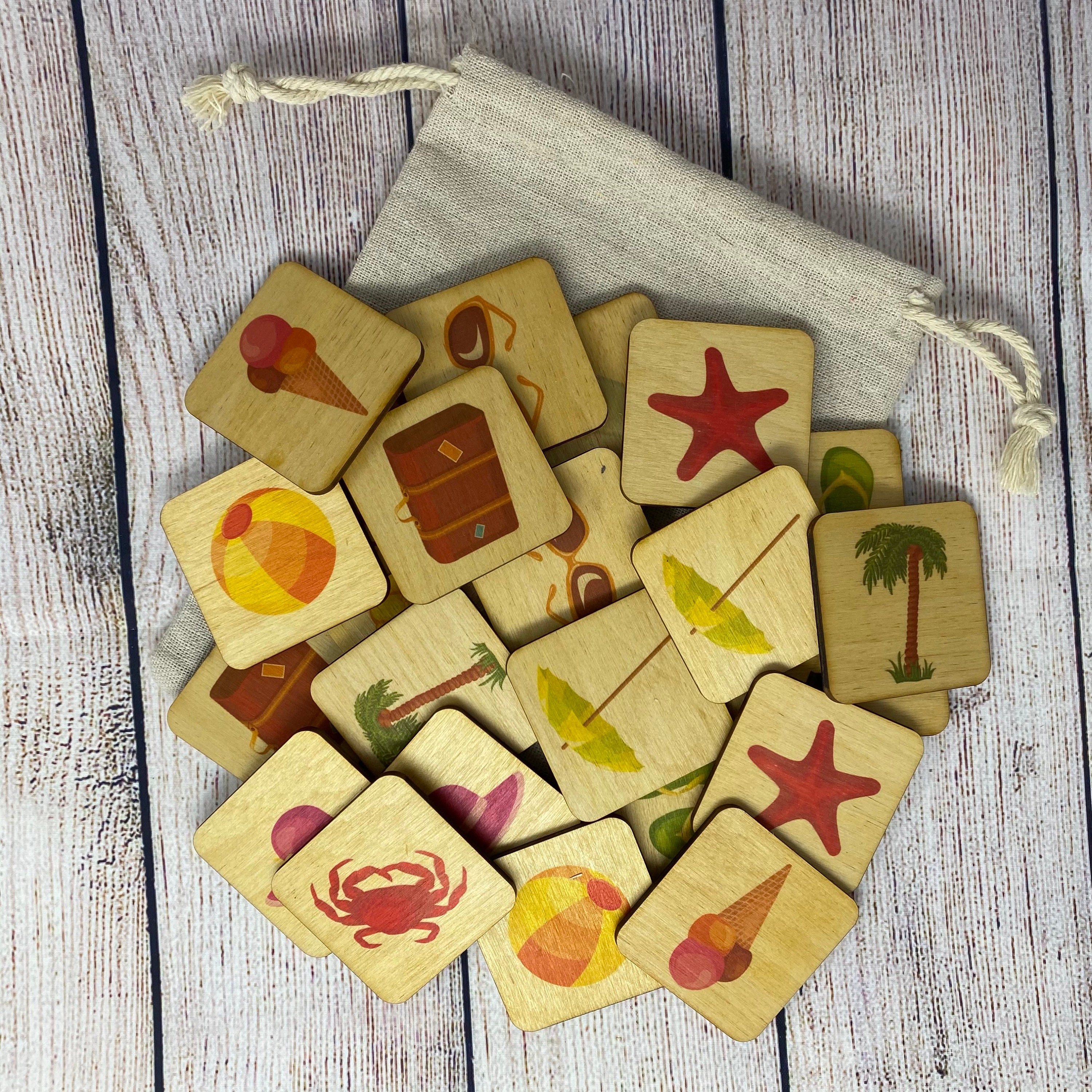 Wooden Beach Memory Game Matching Game Montessori Toys Wood - Etsy