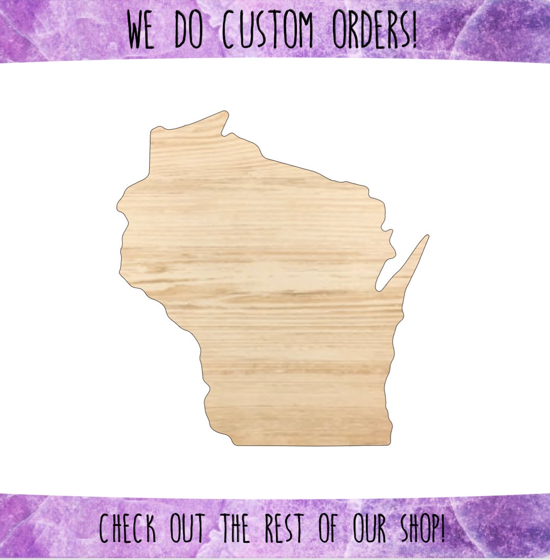 Wisconsin State Cut Out, WI Wooden Cut Out, Laser Cut State, Wisconsin ...