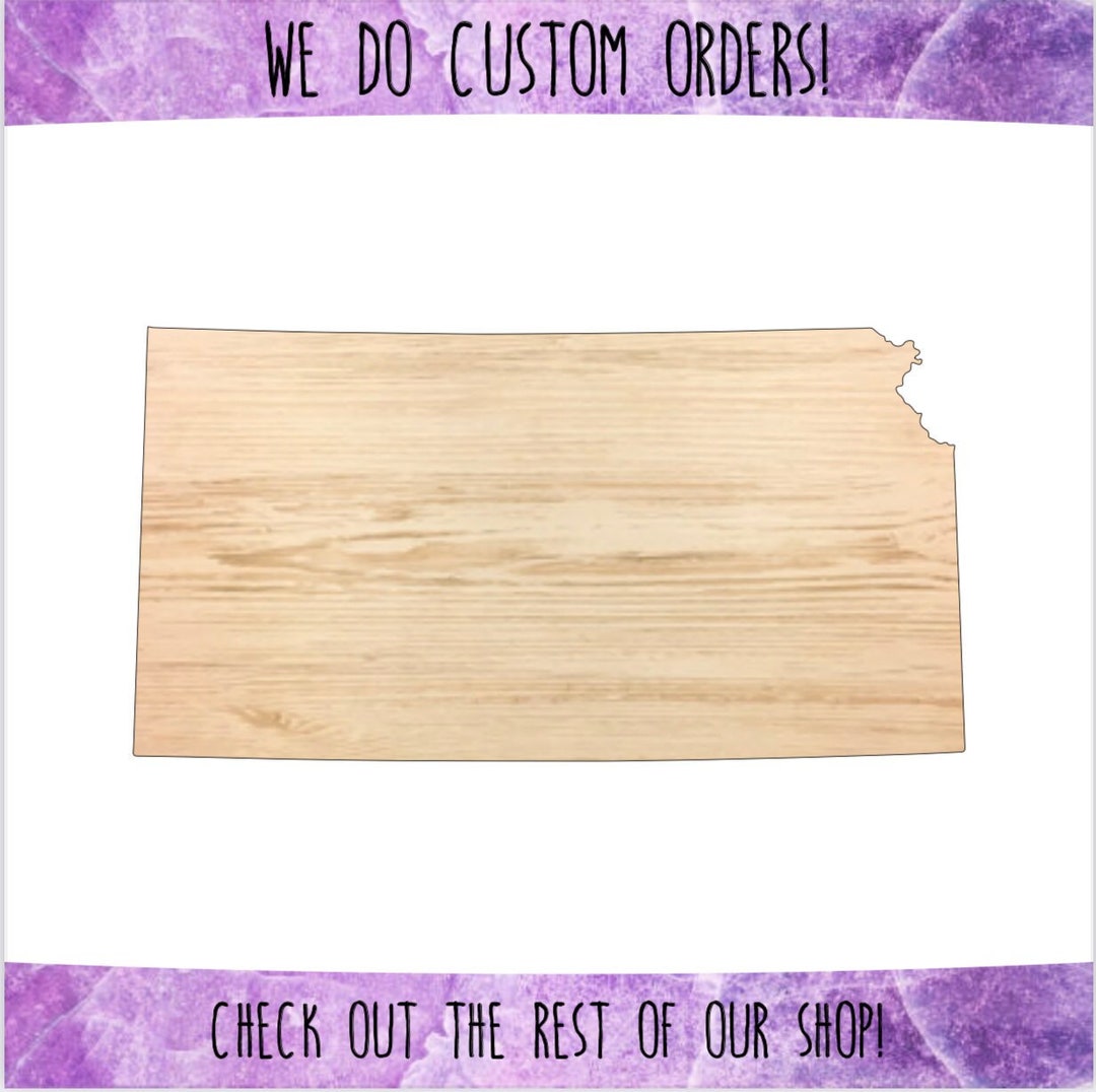 Kansas State Cut Out, KS Wooden Cut Out, Laser Cut State, Kansas Wood ...