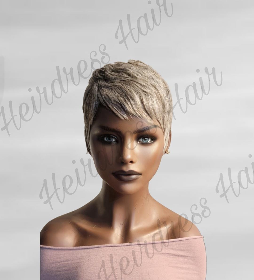 PATRICIA Beginners Wig Short Tapered Razor Cut 100% Human Hair Layered ...