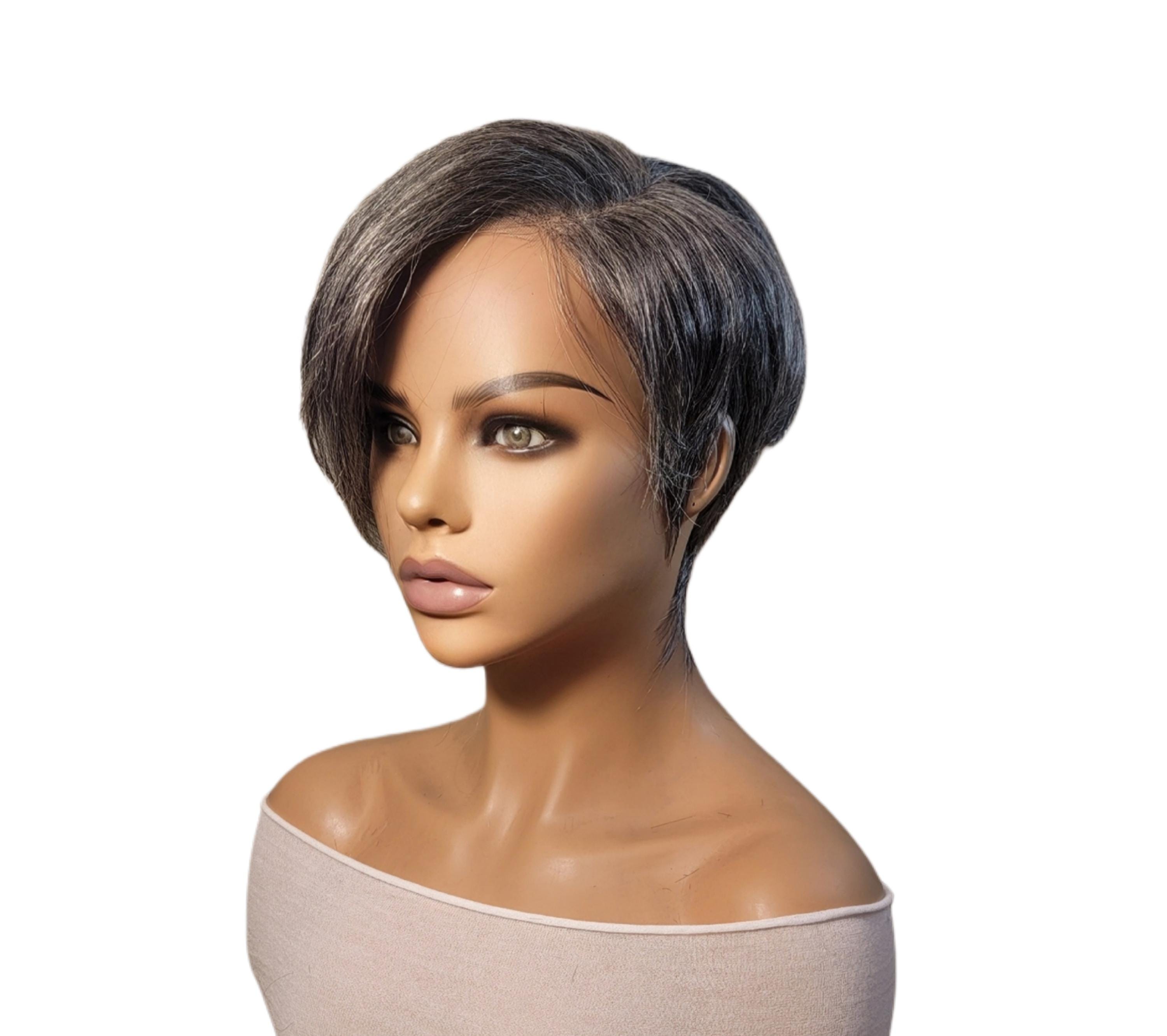 Salt & Pepper Pixie Wig: Glueless Razor Cut Human Hair - Etsy