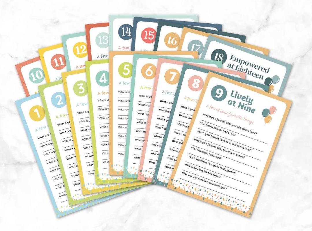 Birthday Interview Cards for Kids – Milestone Keepsake, Set of 18 - Etsy