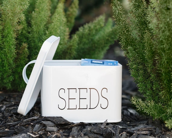 SEEDS TIN BOX Farmhouse Kitchen Décor Gardening Organization - Etsy