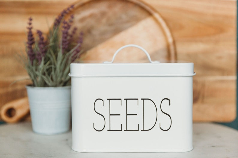 SEEDS TIN BOX Farmhouse Kitchen Décor Gardening Organization - Etsy