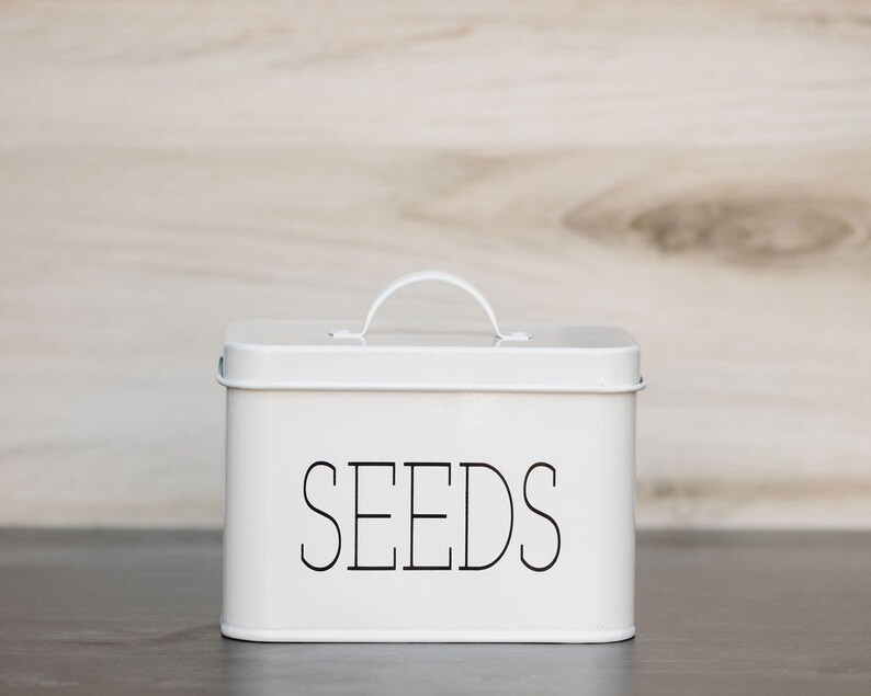 SEEDS TIN BOX Farmhouse Kitchen Décor Gardening Organization - Etsy