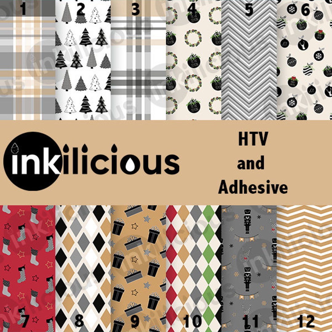 Pattern Vinyl Christmas Prints HTV Printed Vinyl Adhesive - Etsy