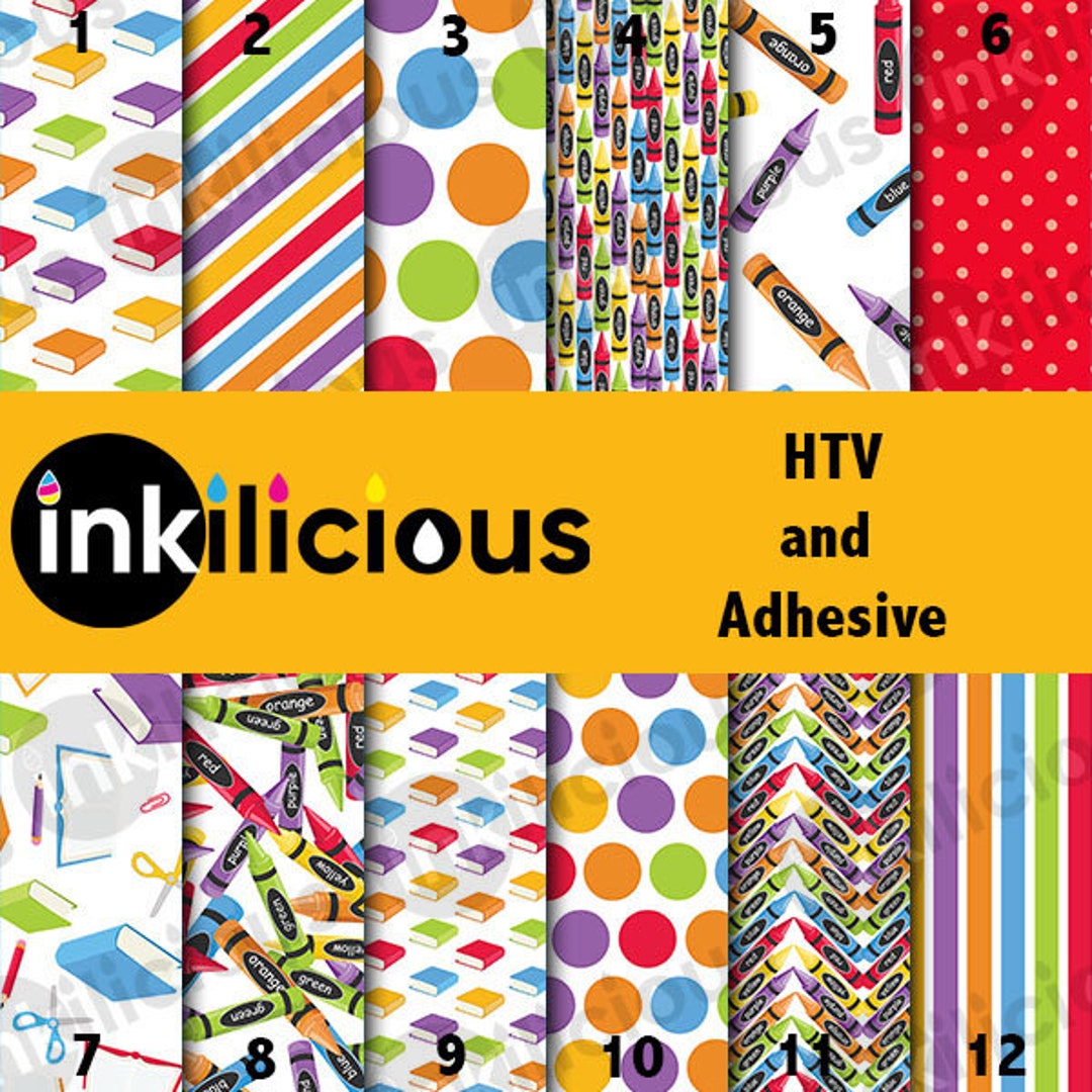 Pattern Vinyl, Colorful School, HTV, Printed Vinyl, Adhesive Outdoor ...