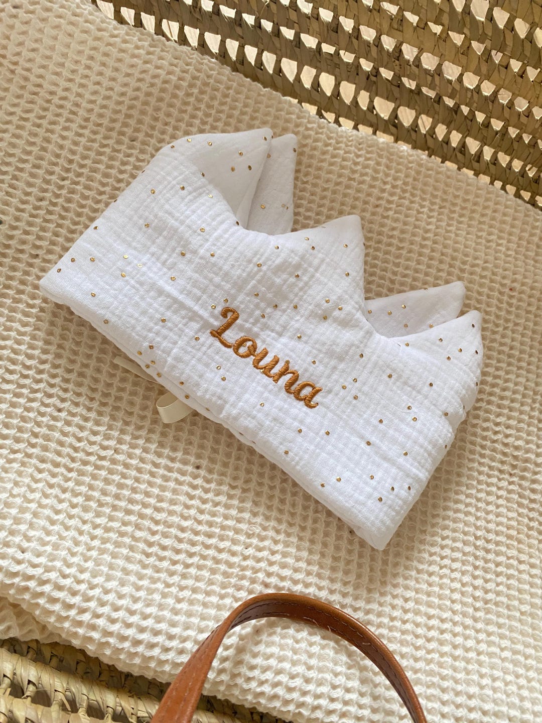 Personalized Double Cotton Gauze Crown, Embroidered Crown, First Name ...