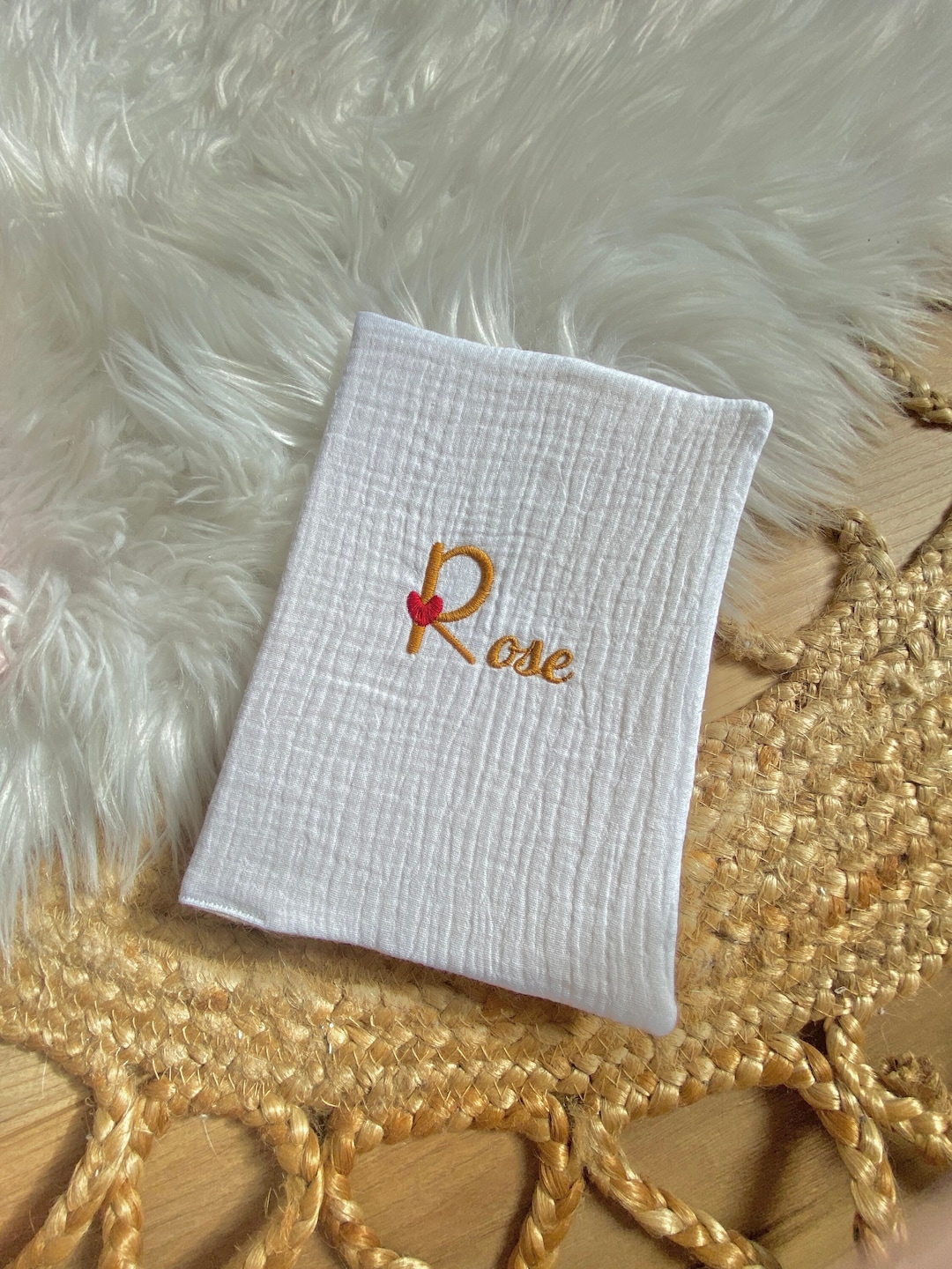 Embroidered Health Record Cover With Personalized Heart Initials in ...