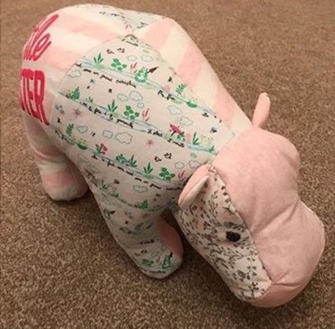 Memory Hippo / Bear Keepsake Made Using Old Baby Clothing - Etsy