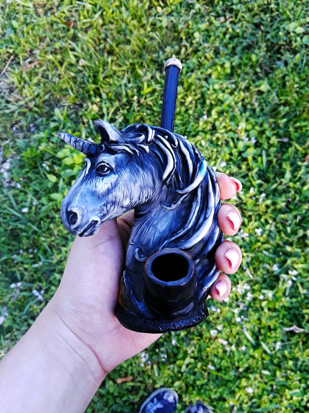 Unicorn Tobacco Smoking Pipe Handmade Gray Magical Mythological ...