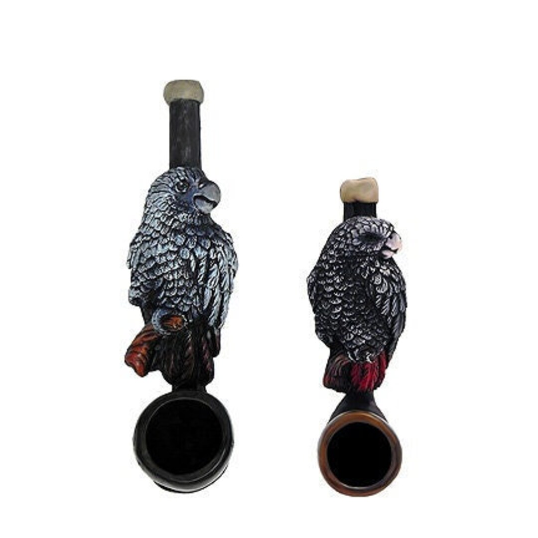 African Gray Parrot Tobacco Smoking Hand Pipe Handmade Animal Art ...
