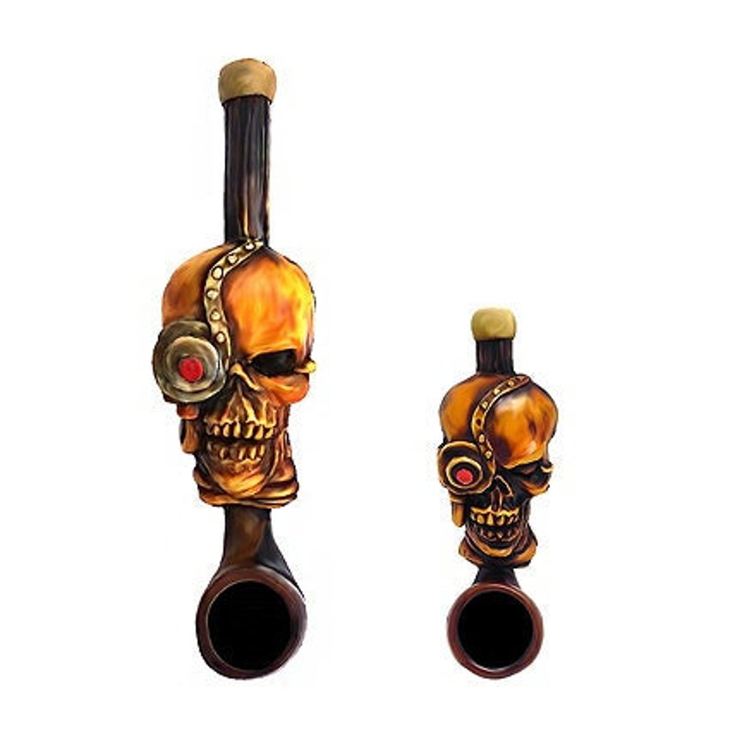 Cyborg Skull Tobacco Smoking Hand Pipe Handmade Robot Skeleton Art ...