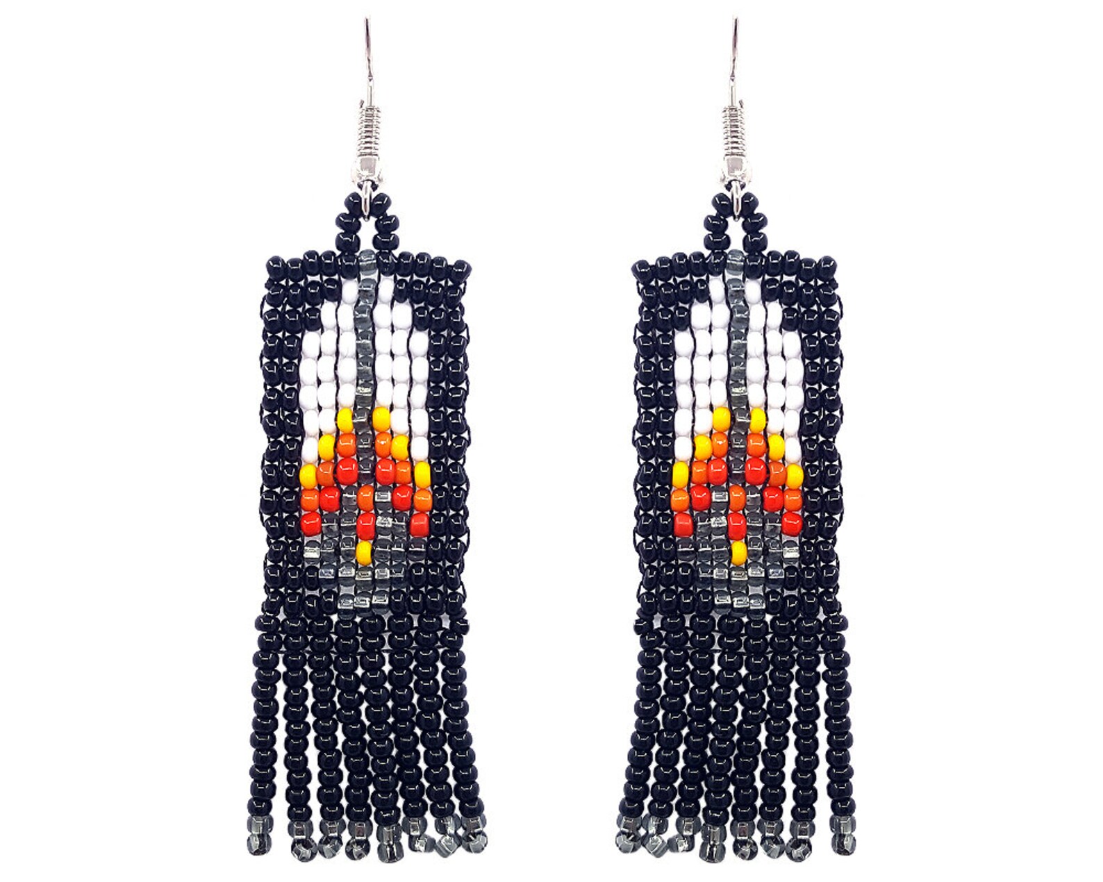 Tribal Seed Bead Feather Pattern Fringe Dangle Fashion | Etsy