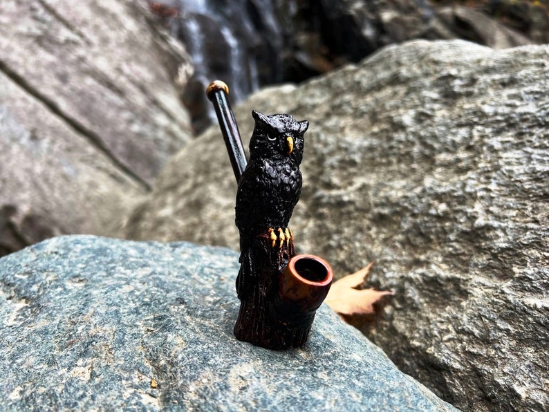 Black Owl Tobacco Smoking Pipe Handmade Spirit Animal - Etsy