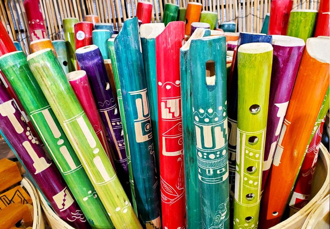 Colored Wooden Bamboo Flute Handmade Ethnic Musical Instrument Toy ...