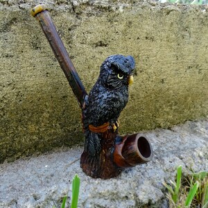 Black Owl Tobacco Smoking Pipe Handmade Spirit Animal Wildlife Art ...