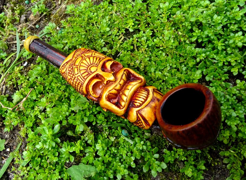 Ku Tiki Mask Tobacco Smoking Hand Pipe Handmade Polynesian - Etsy