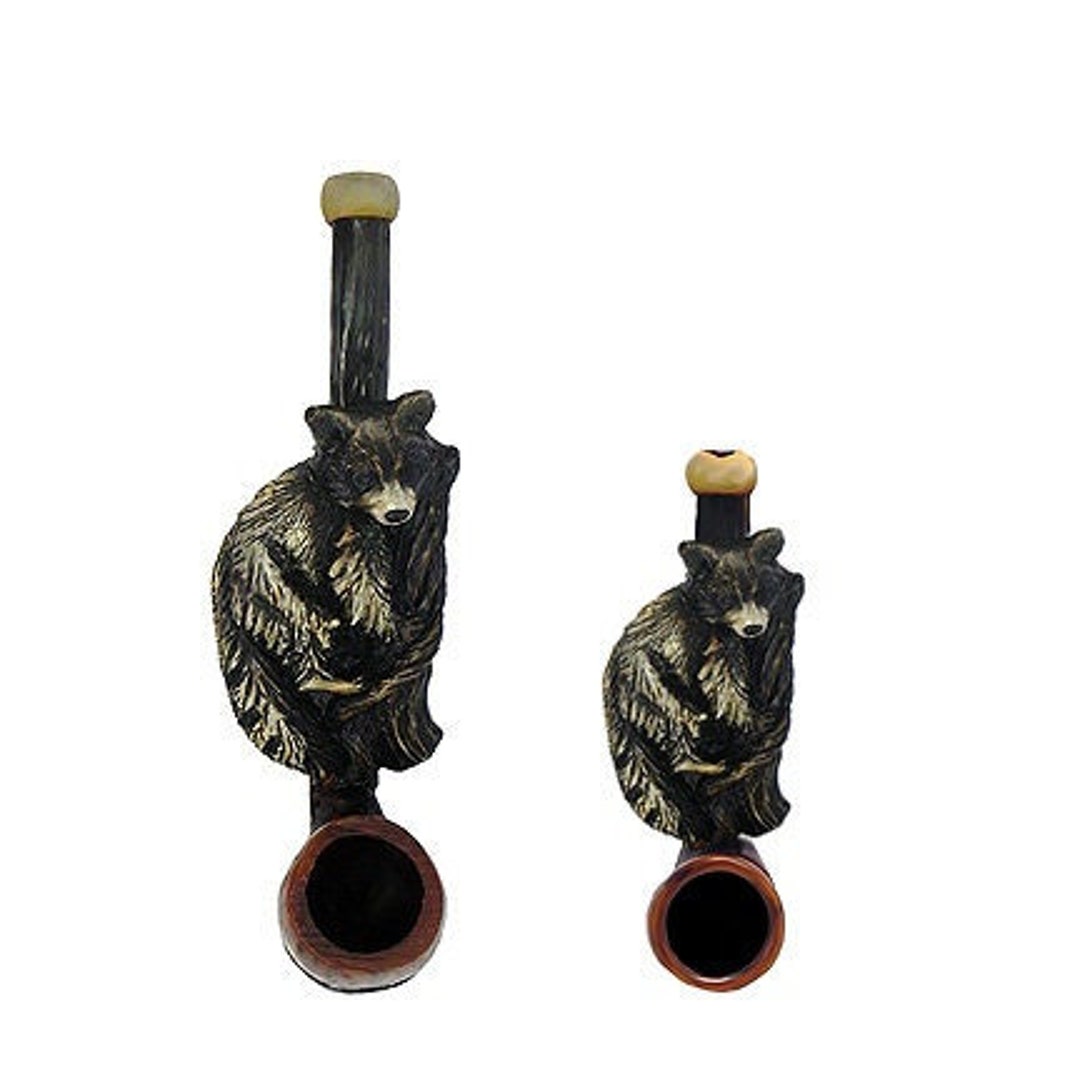 Raccoon Tobacco Smoking Hand Pipe Handmade Spirit Animal Art Natural ...