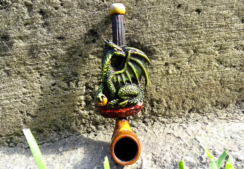 Green Dragon Tobacco Smoking Hand Pipe Handmade Fantasy - Etsy