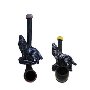 Howling Wolf Tobacco Smoking Hand Pipe Handmade Spirit Animal Art ...